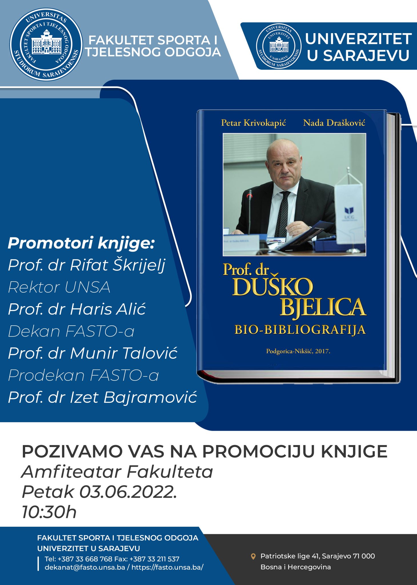 Promocija knjige "Bio-bibliografija, Duško Bjelica." - Fakultet sporta ...