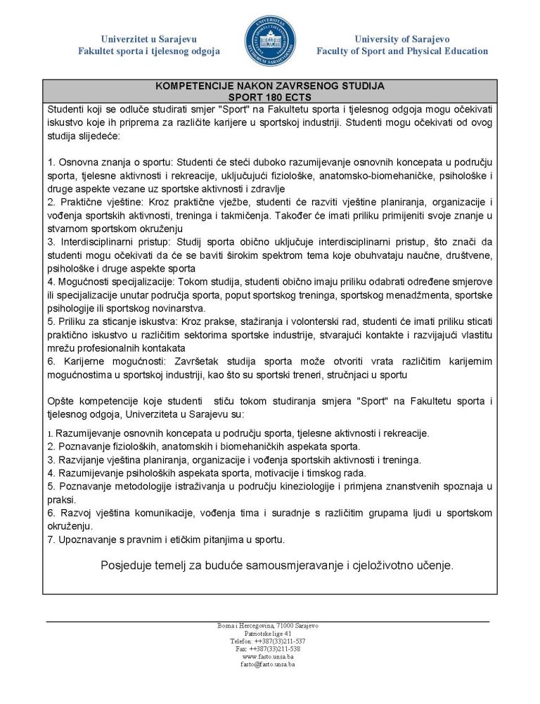 Sport - Fakultet sporta i tjelesnog odgoja